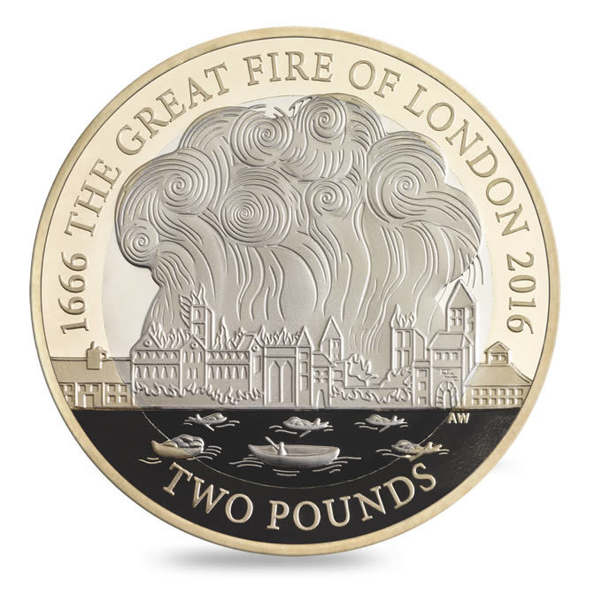 2016 £2 Great Fire of London Silver Proof - Comm Coinage