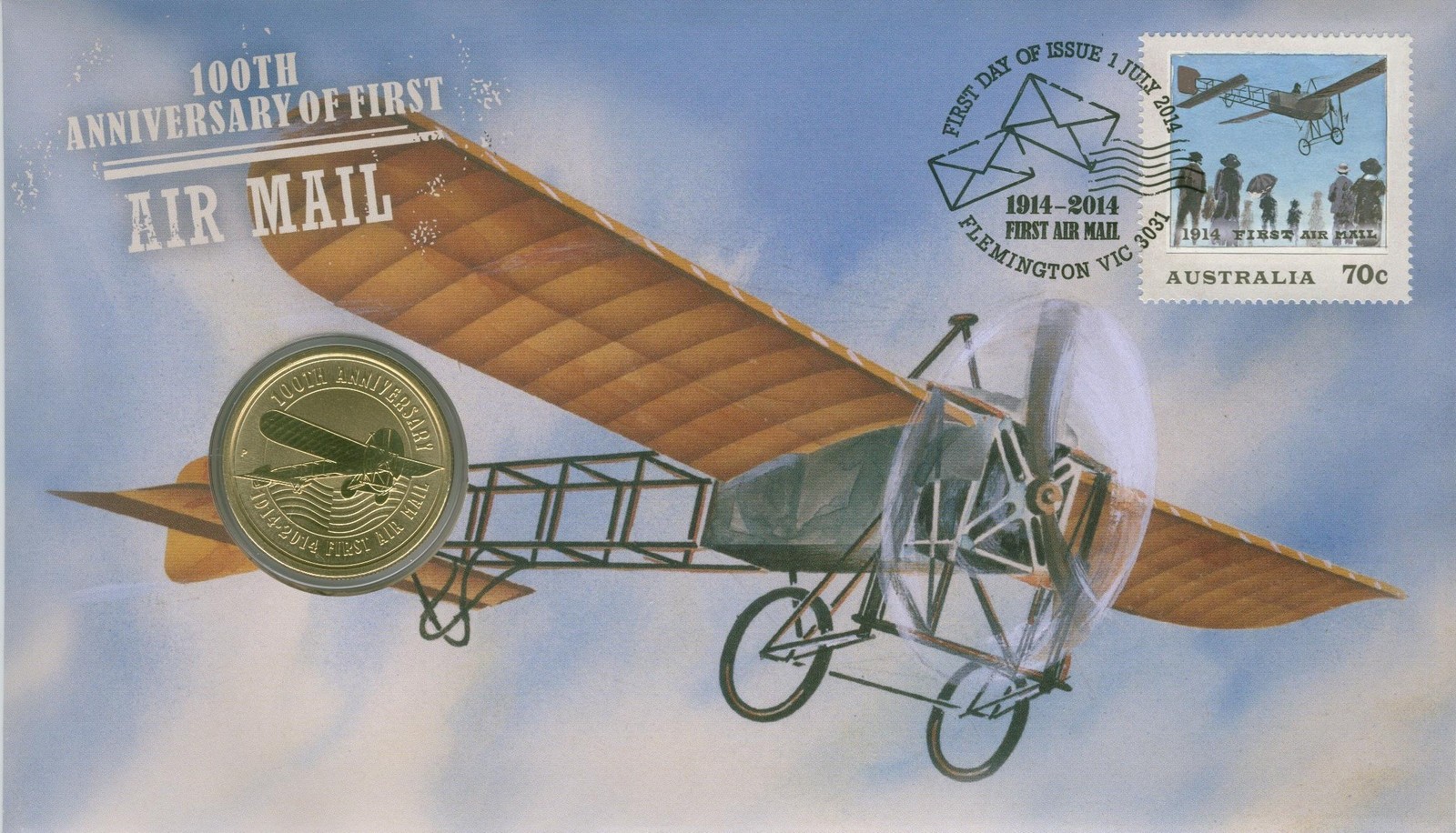 2014 100th Anniversary of First Air Mail PNC - Comm Coinage