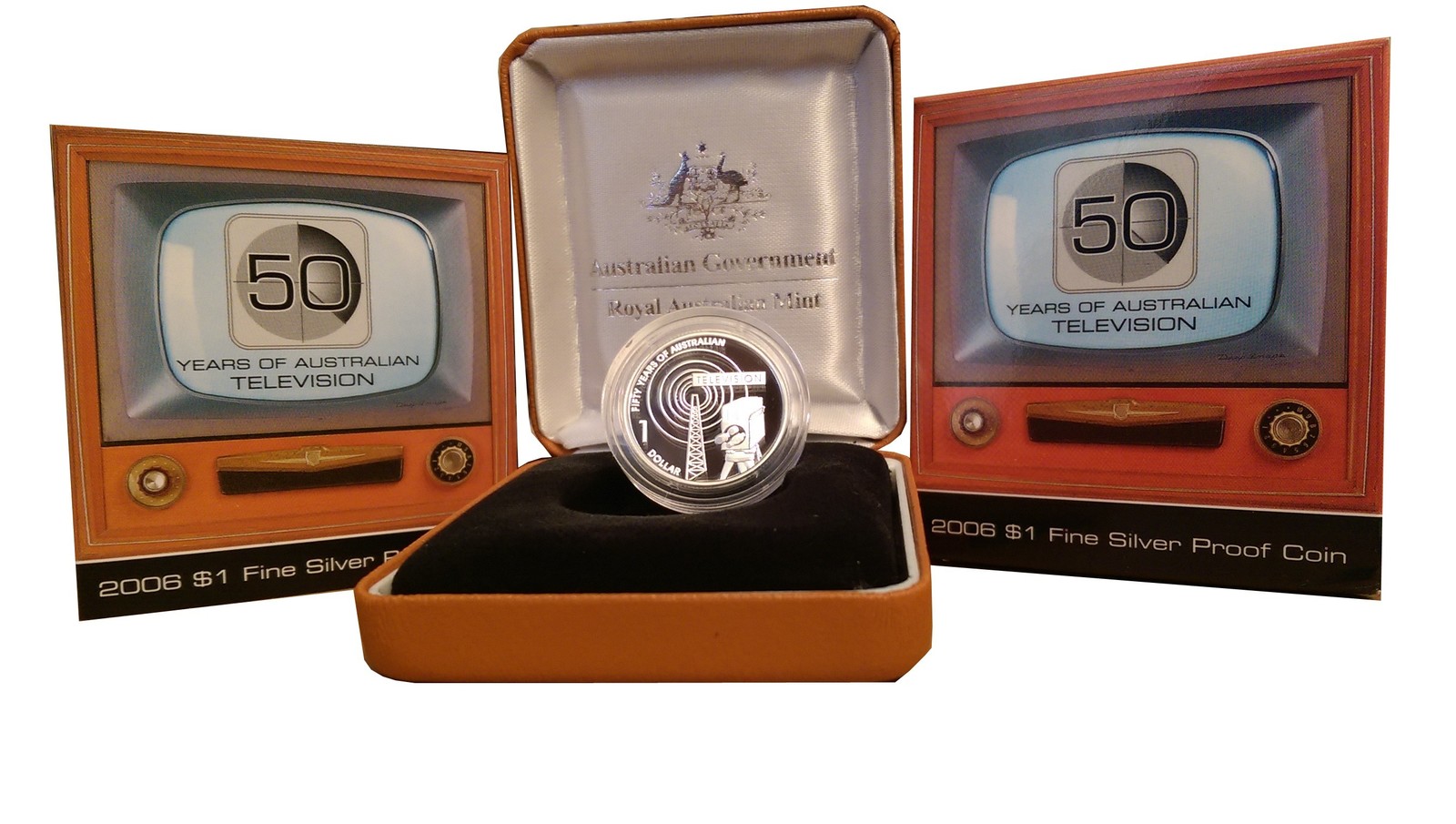 2006 $1 50 Years of Aust TV Silver Proof Coin - Comm Coinage
