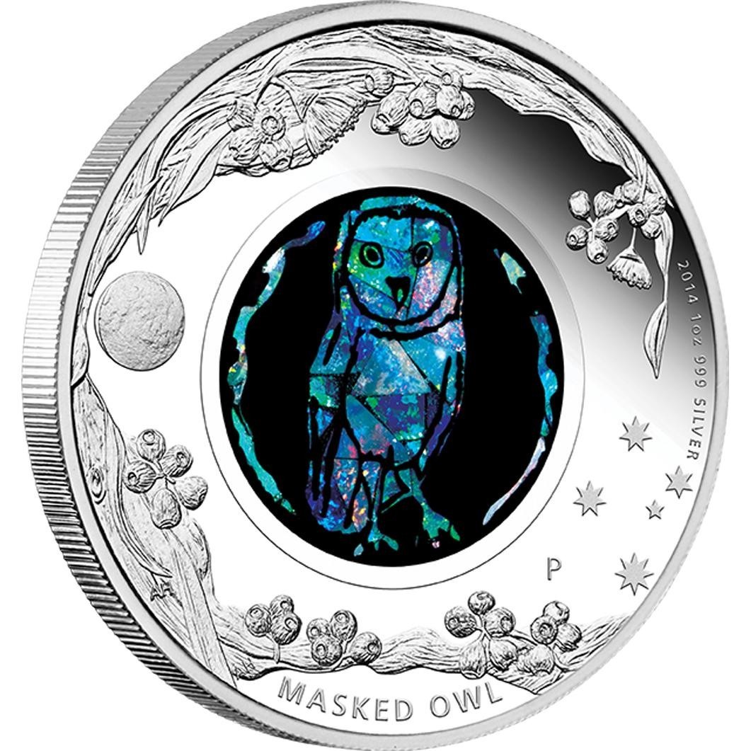 2014 Masked Owl 1oz Silver Proof Coin Opal Series - Comm Coinage
