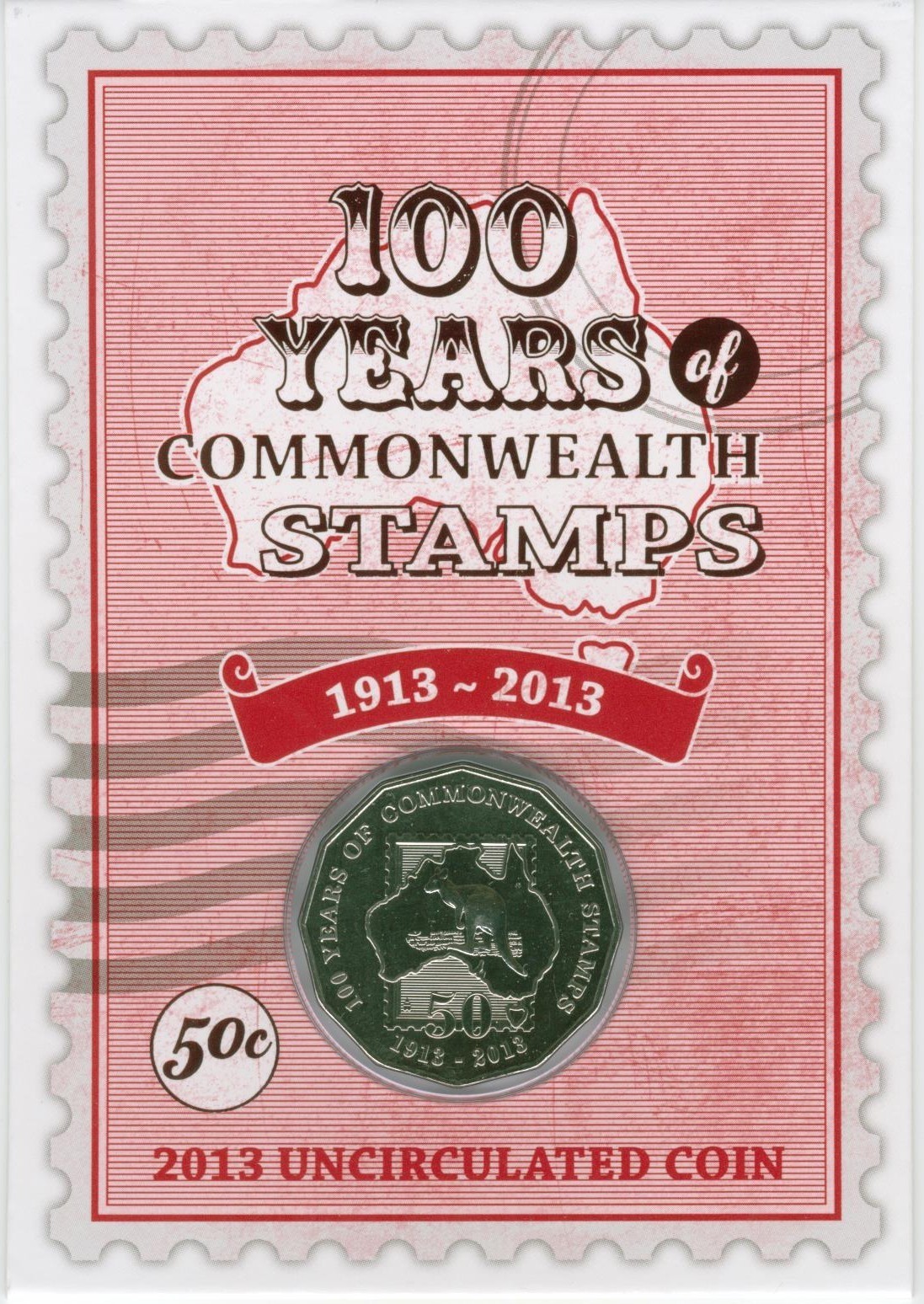 2013 50c 100 Years of Commonwealth Stamps - Comm Coinage